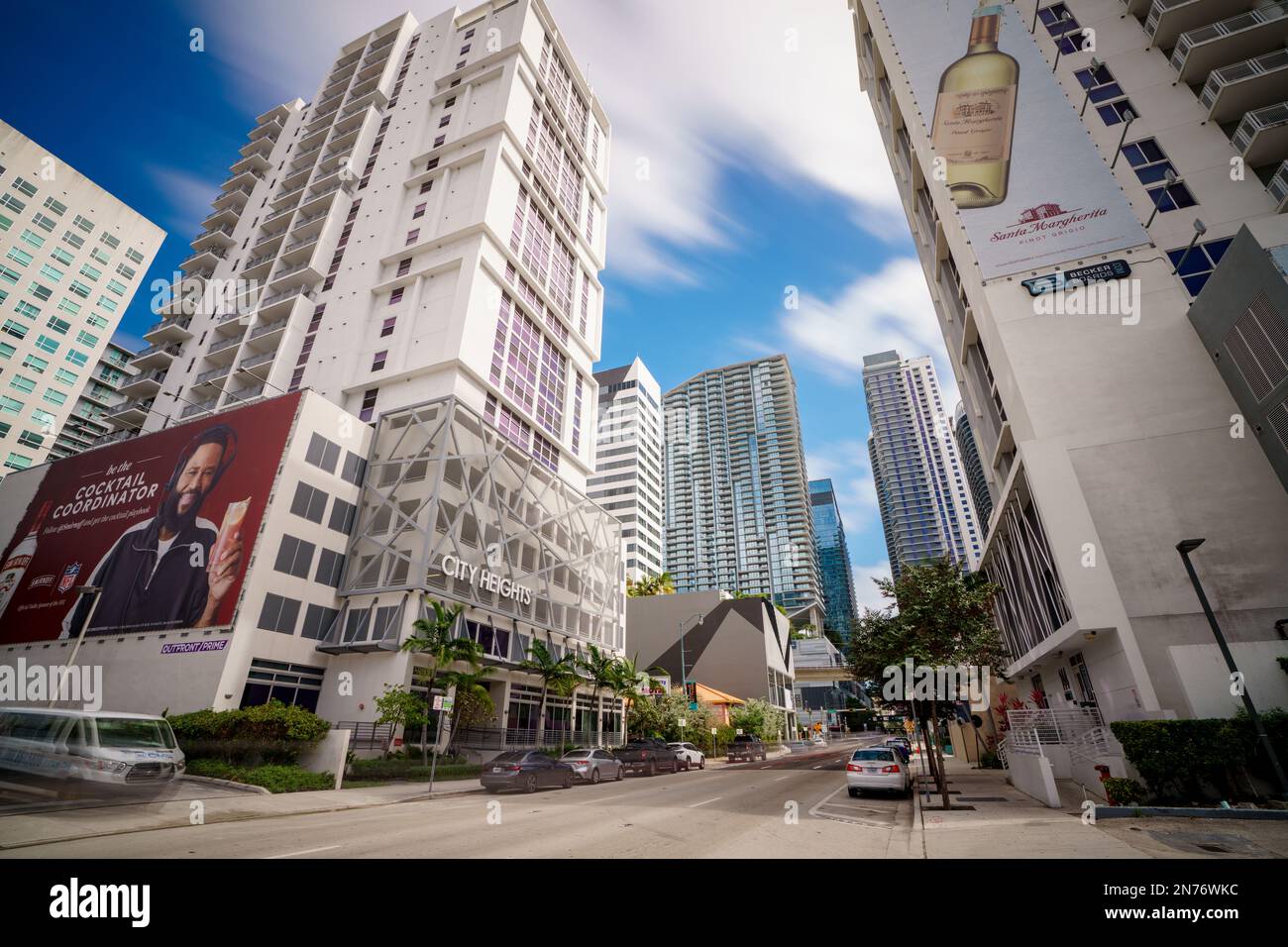 Miami, FL, USA - February 9, 2023: View down SW 8th Street Brickell ...