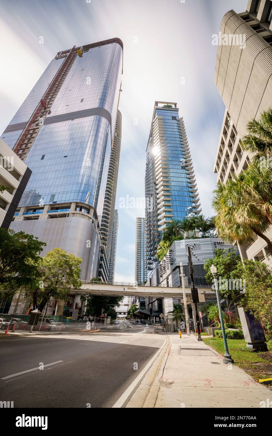 Highrise towers of Brickell Miami vertical composition. Brickell City ...