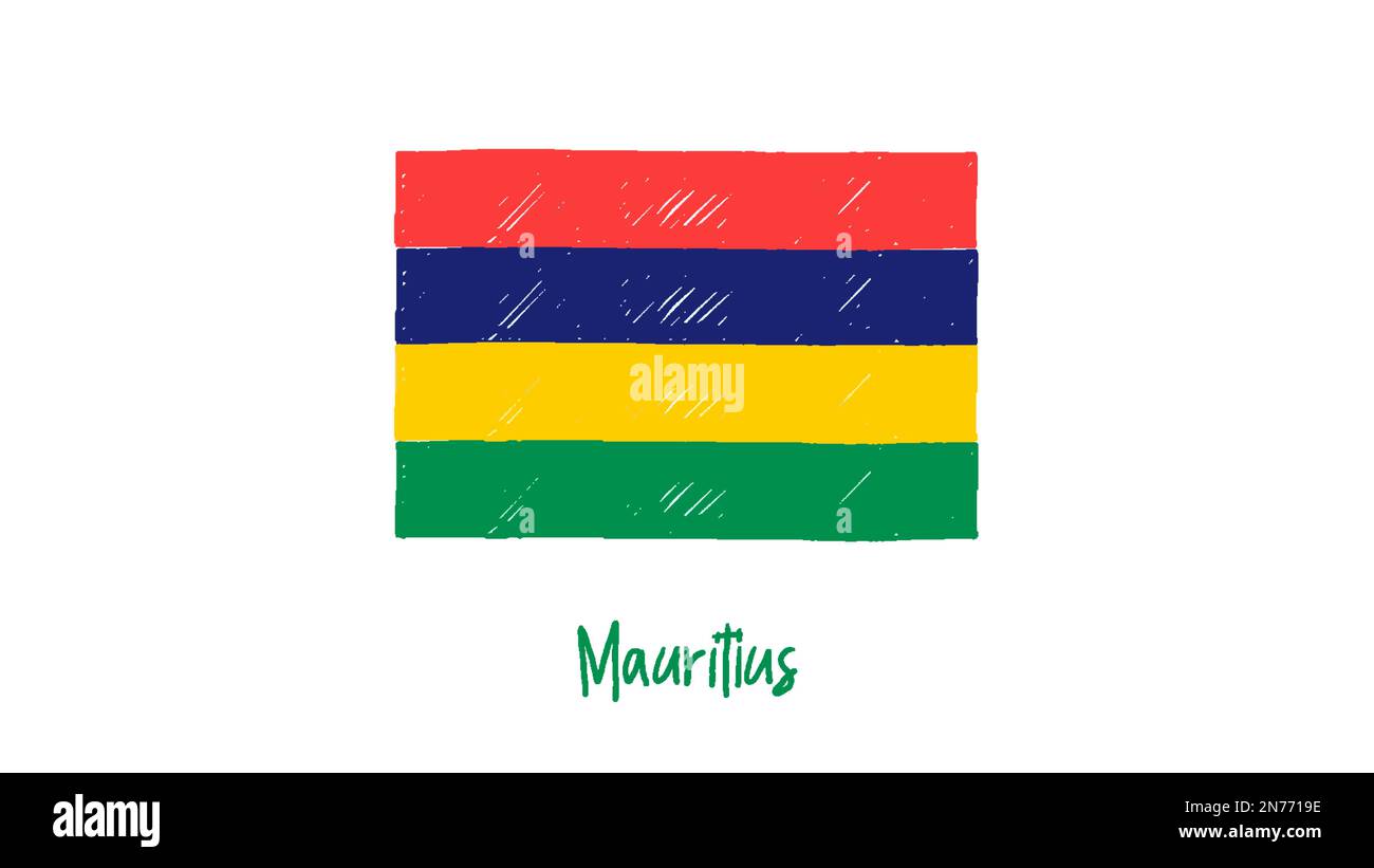 Mauritius Flag Pencil Color Sketch Illustration Vector Stock Vector ...