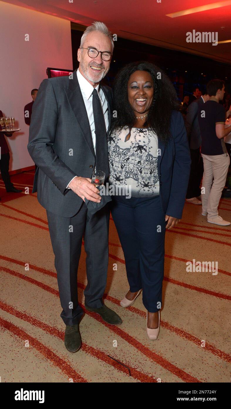 Larry Lamb with Kym Mazellel are seen at the Arqiva Commercial Radio ...