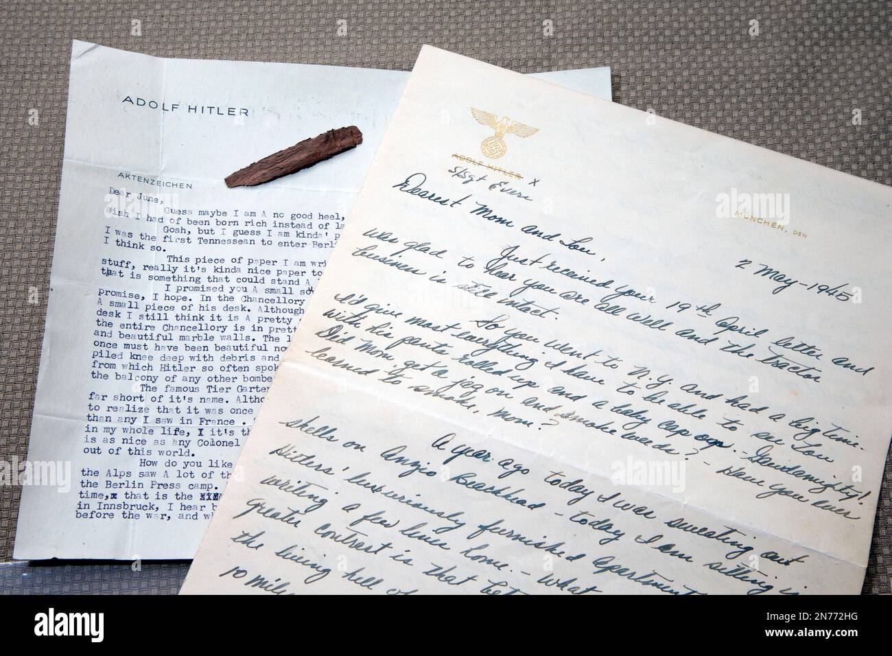 In this Tuesday, June 18, 2013 photo, two letters are shown written by ...