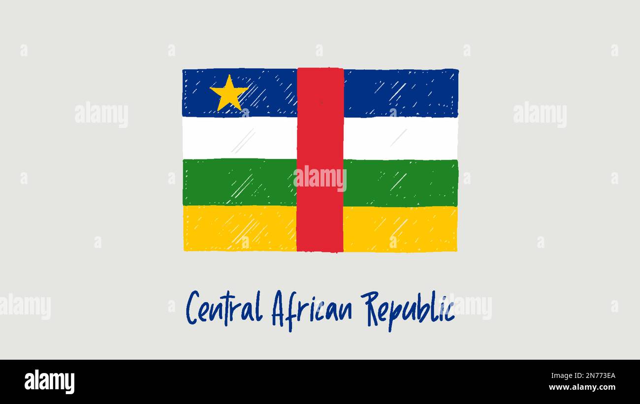 Central African Republic Flag Pencil Color Sketch Illustration Vector