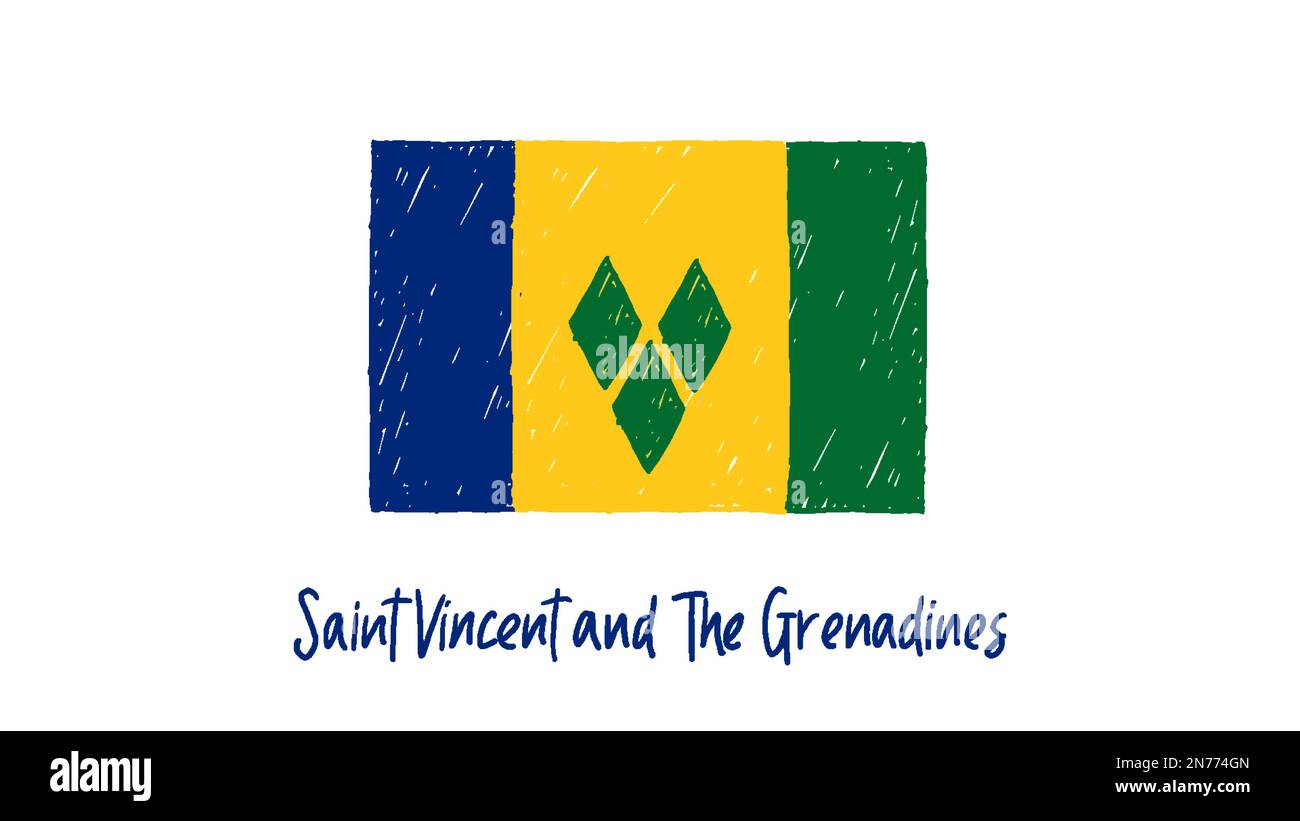 Saint Vincent and The Grenadines Flag Pencil Color Sketch Illustration ...