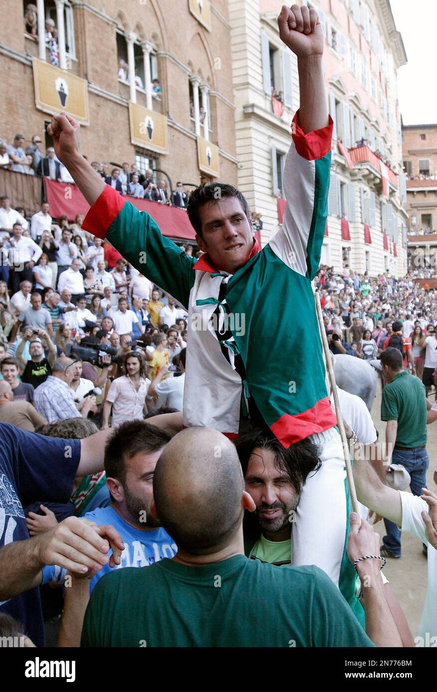 The Oca (Goose) neighborhood rider Giovanni Atzeni nicknamed Tittia ...