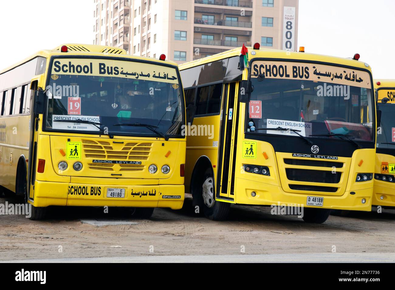 Dubai, United Arab Emirates - January 30, 2023 yellow school buses in ...