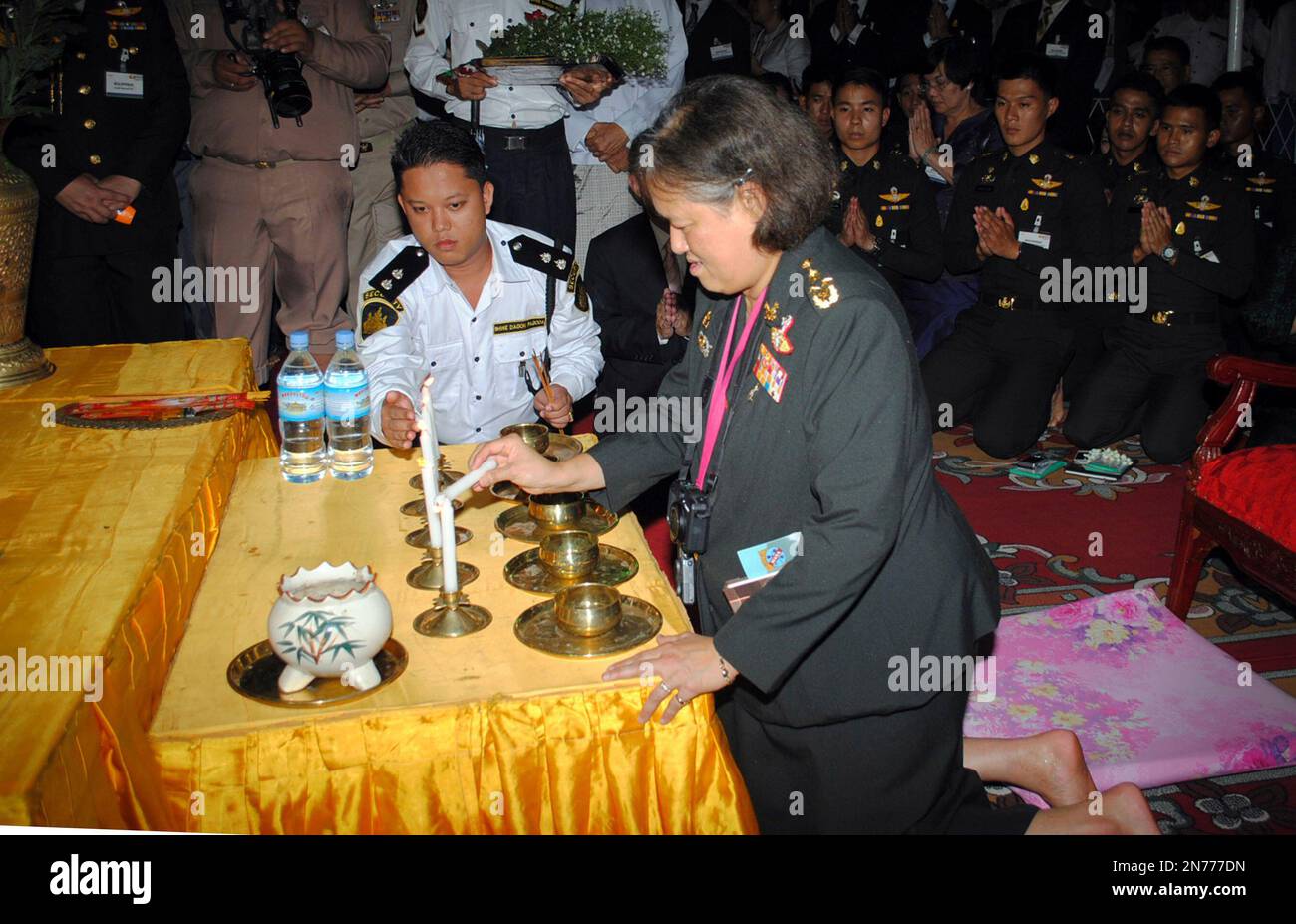 Thai Princess Maha Chakri Sirindhorn offers candles at Shwedagon Pagoda in Yangon, Myanmar ...