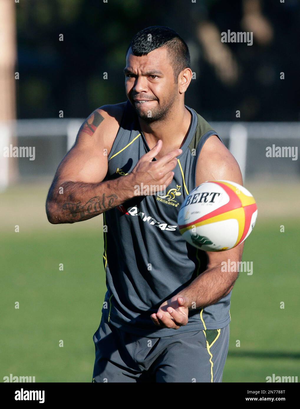 Australia's rugby player Kurtley Beale warms up during a training ...