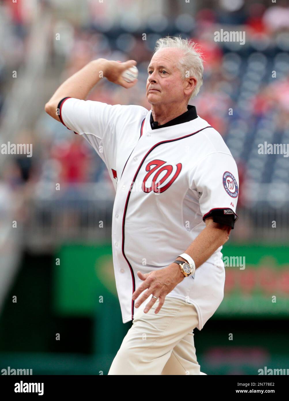 PGA of America president Ted Bishop throws out a ceremonial first pitch ...