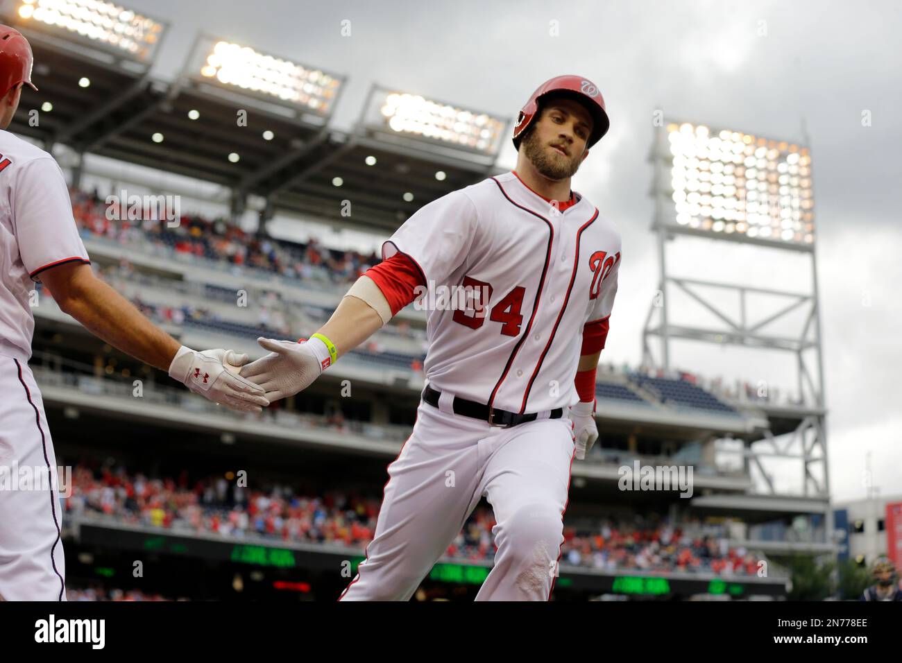 Washington Nationals left fielder Bryce Harper celebrates after his ...