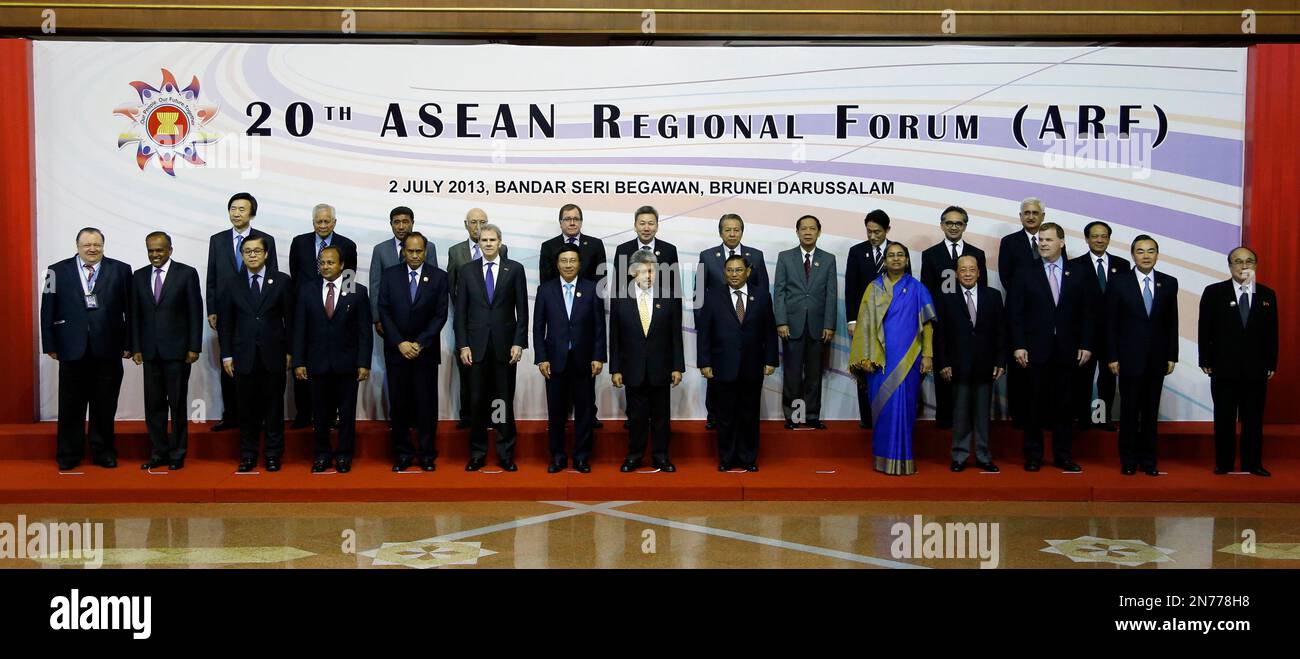 ASEAN Regional Forum (ARF) Ministers pose for a group photo during the ...