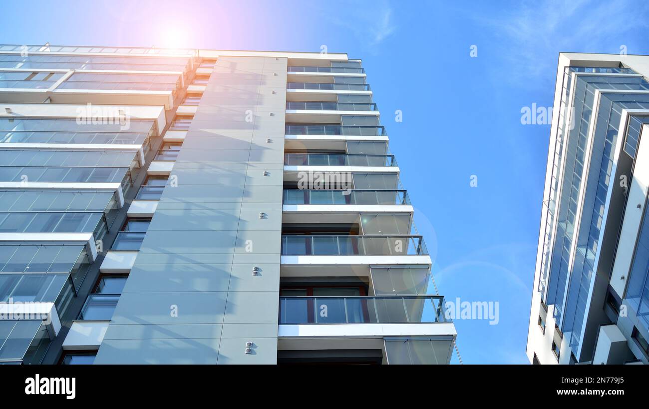 Modern architecture building facade with balconies. New apartments ...