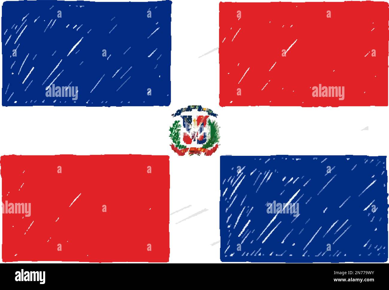 Dominican Republic Flag Pencil Color Sketch Illustration Vector Stock ...