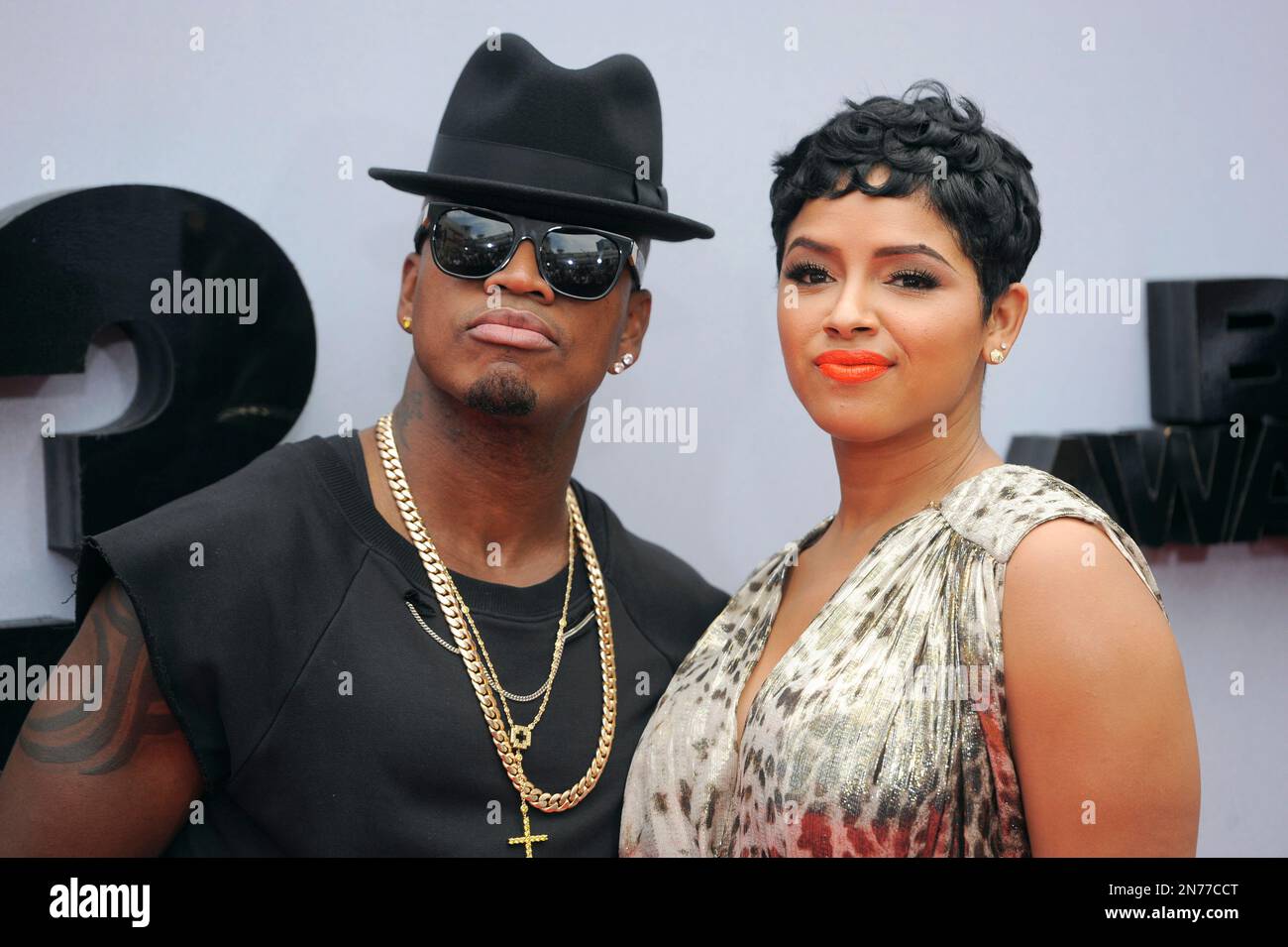 Ne-Yo, left, and Monyetta Shaw arrive at the BET Awards at the Nokia ...