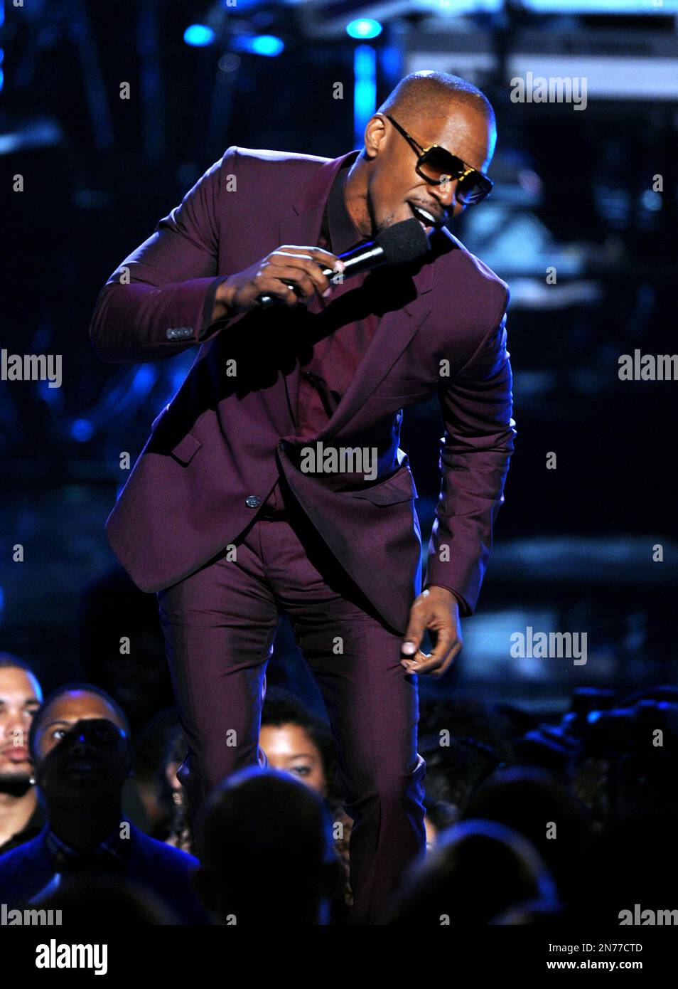 Jamie Foxx performs onstage at the BET Awards at the Nokia Theatre on ...