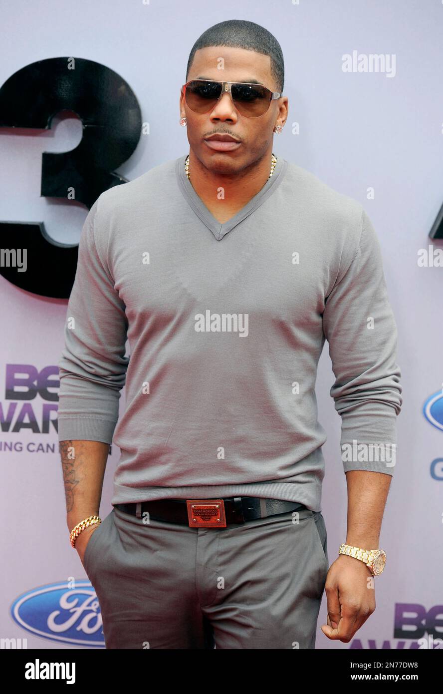 Nelly arrives at the BET Awards at the Nokia Theatre on Sunday, June 30 ...