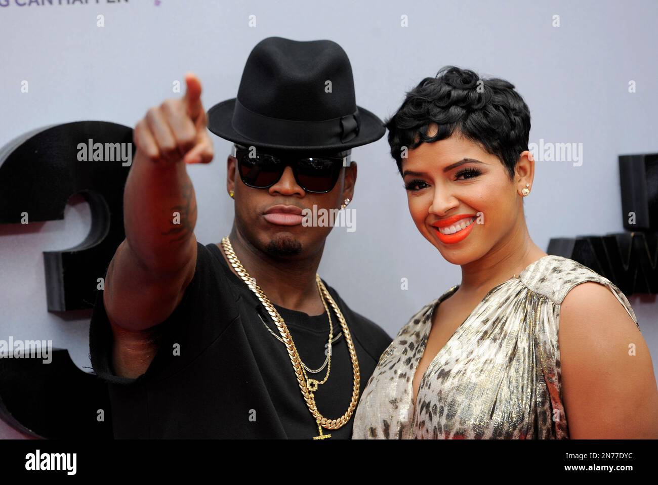 Ne-Yo, left, and Monyetta Shaw arrive at the BET Awards at the Nokia ...