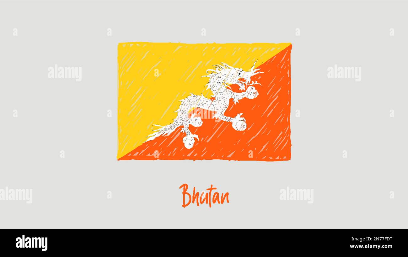 Bhutan Flag Pencil Color Sketch Illustration Vector Stock Vector Image ...