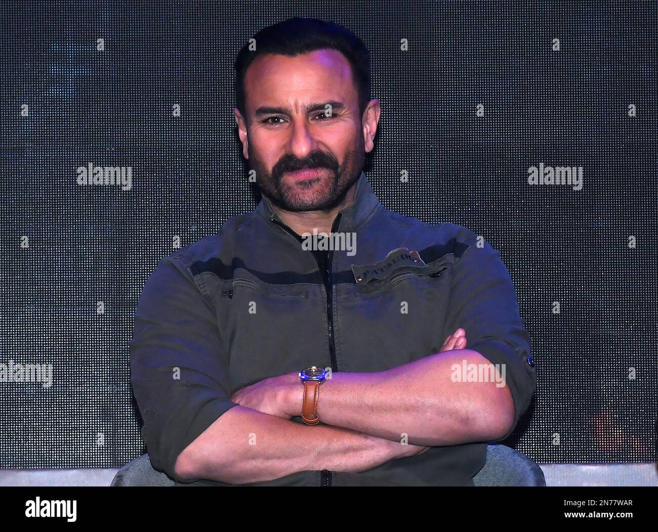 Mumbai, India. 10th Feb, 2023. Bollywood actor Saif Ali Khan seen during a press conference to ...