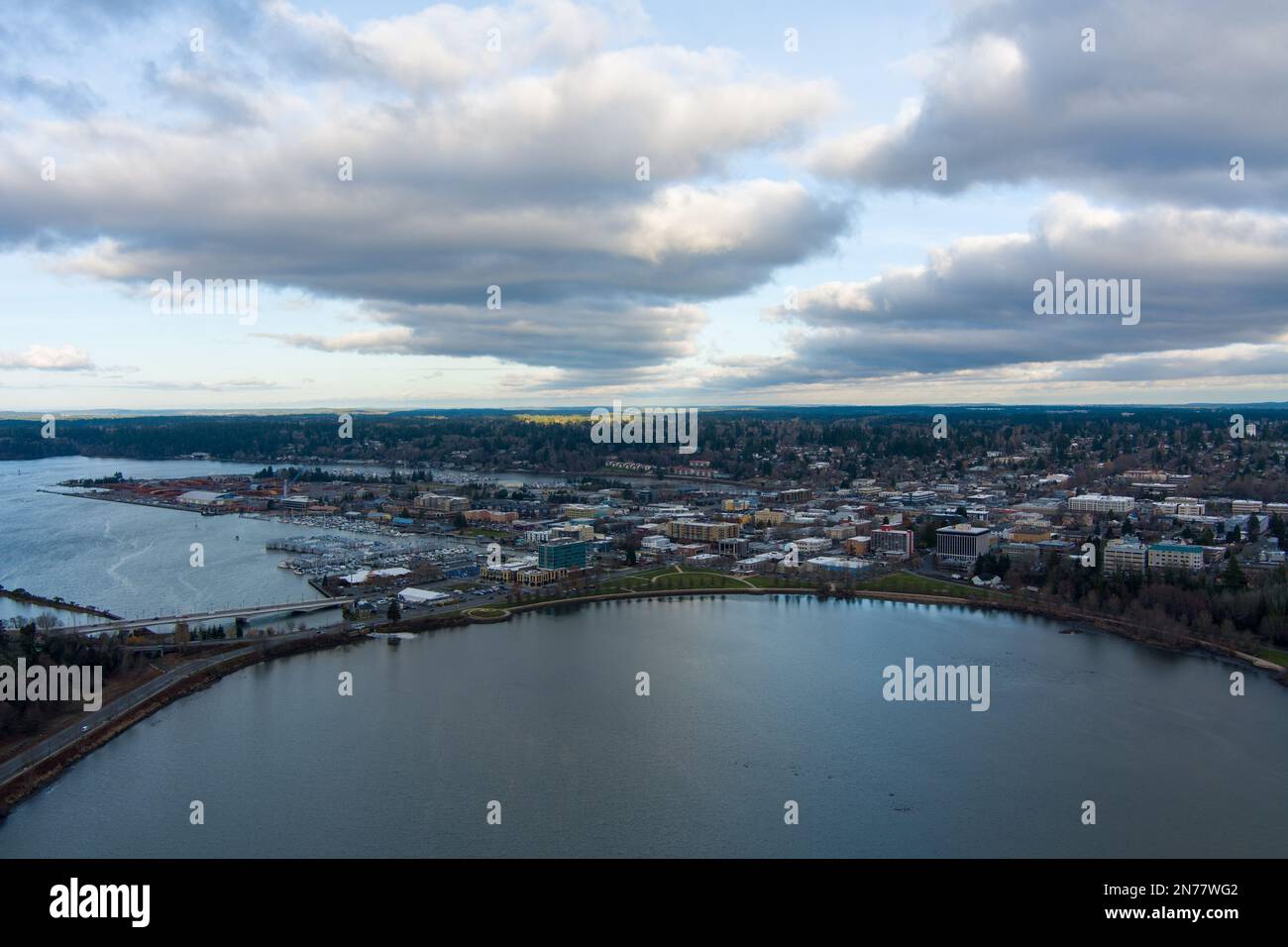 Aerial view of Capitol Lake and the Olympia waterfront Stock Photo - Alamy