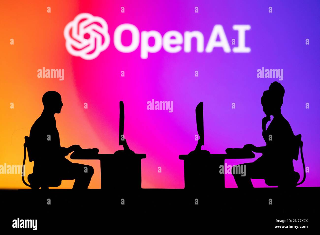 NEW YORK, USA, 25. JANUARY 2023: Open AI Web Developers at Work. Man ...