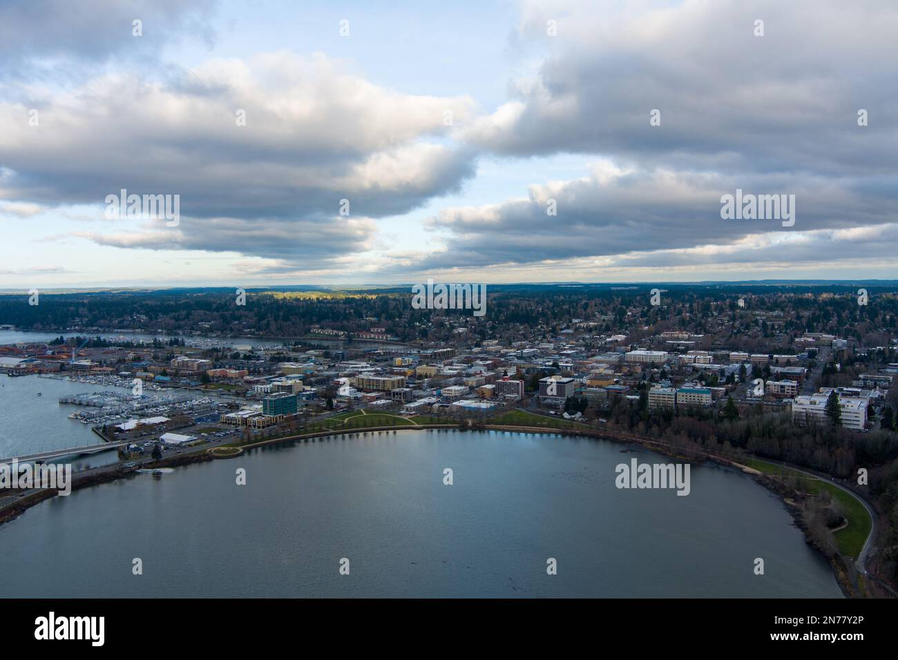 Aerial view of Capitol Lake and the Olympia waterfront Stock Photo - Alamy