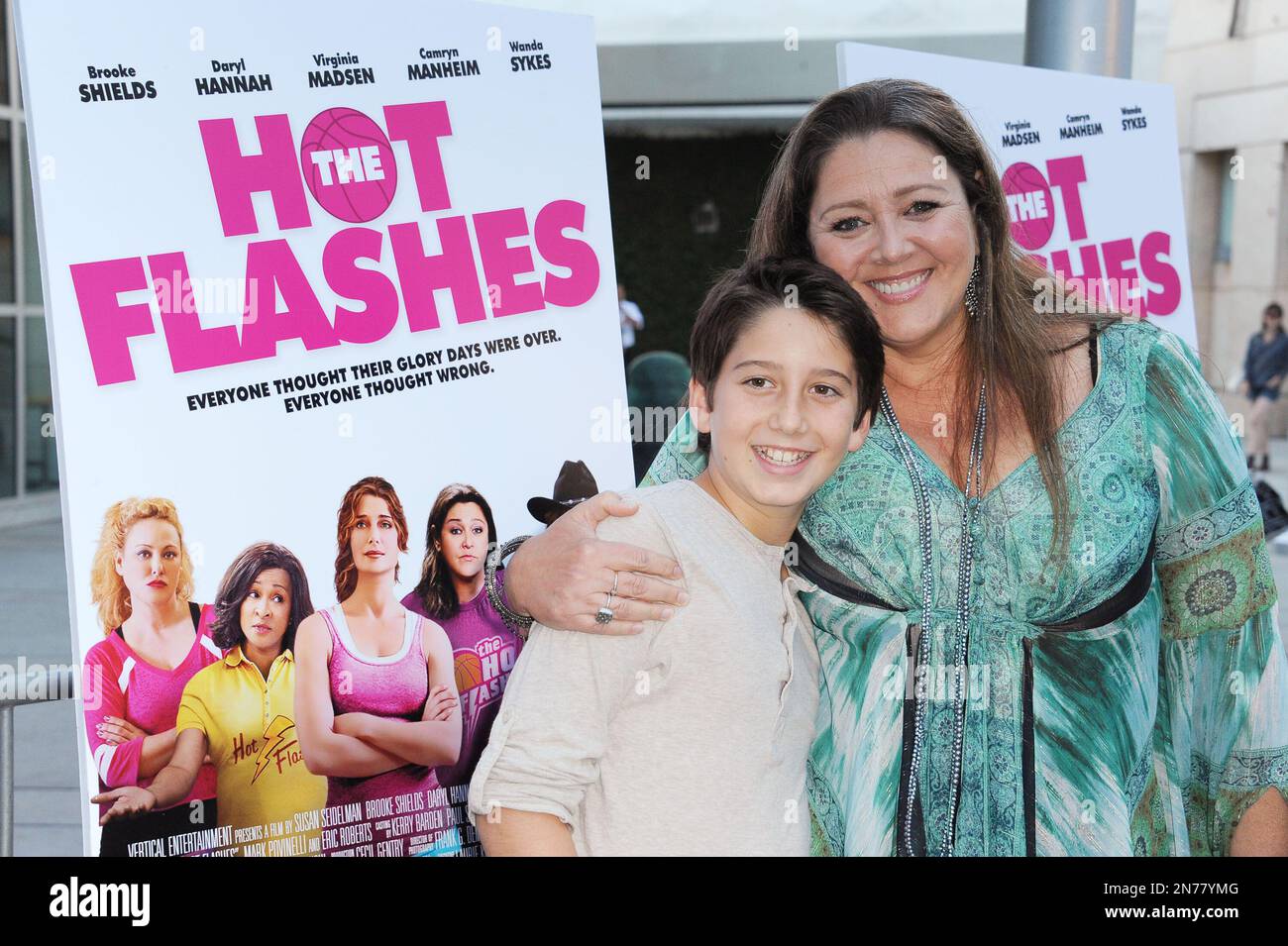 Camryn Manheim, at right, and her son, Milo Jacob arrives at the LA ...