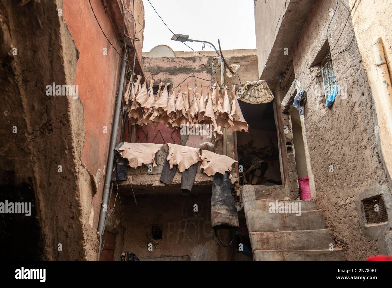 Marrakesh (Marrakech) Morocco Leather tannery Stock Photo - Alamy