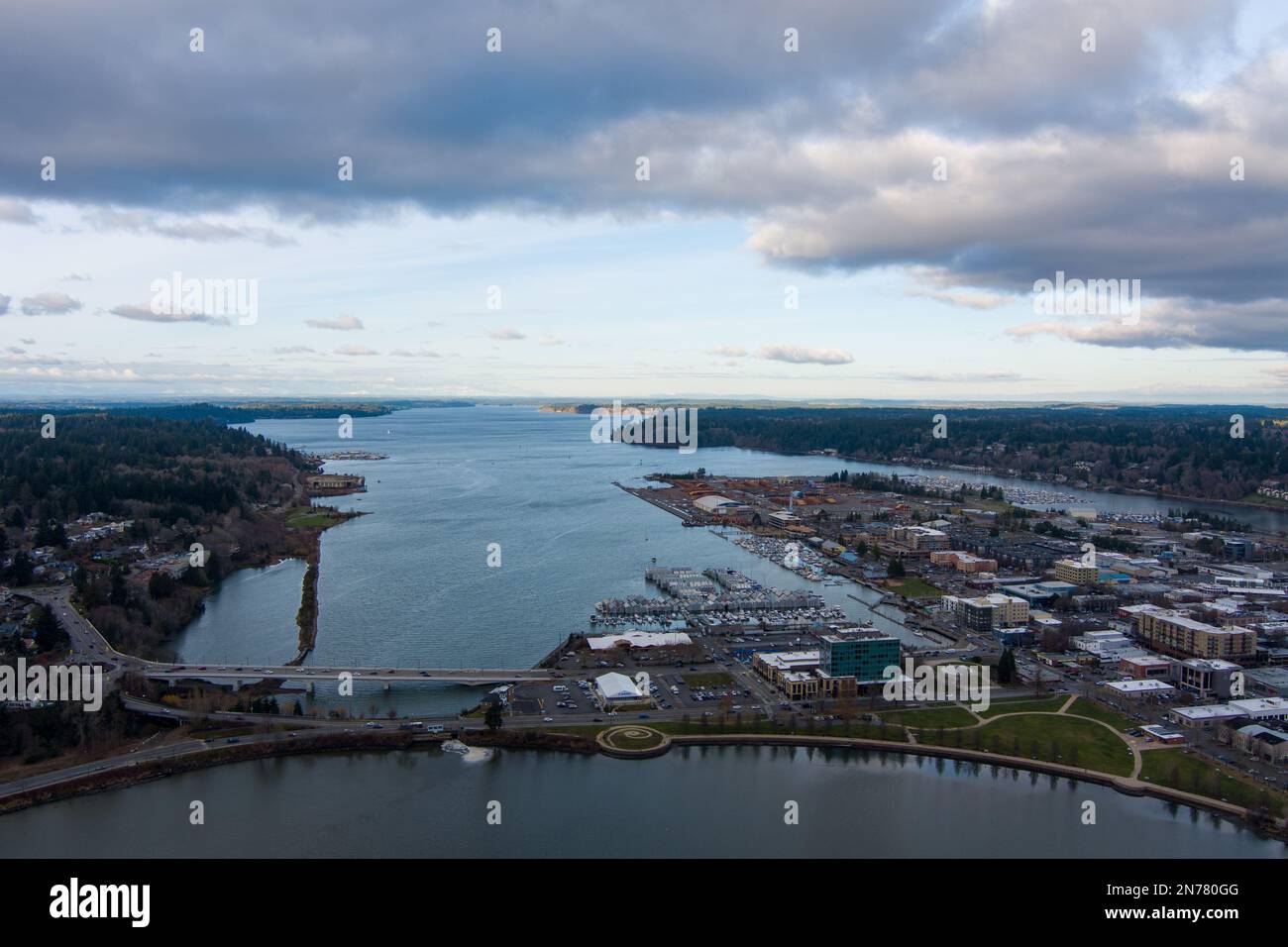 Aerial view of Capitol Lake and the Olympia waterfront Stock Photo - Alamy