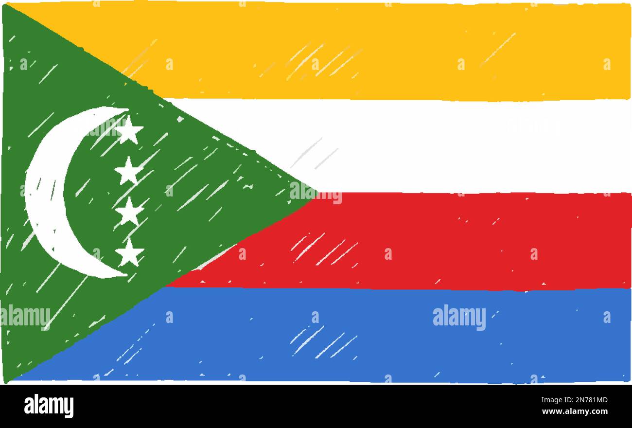 Comoros Flag Pencil Color Sketch Illustration Vector Stock Vector Image ...