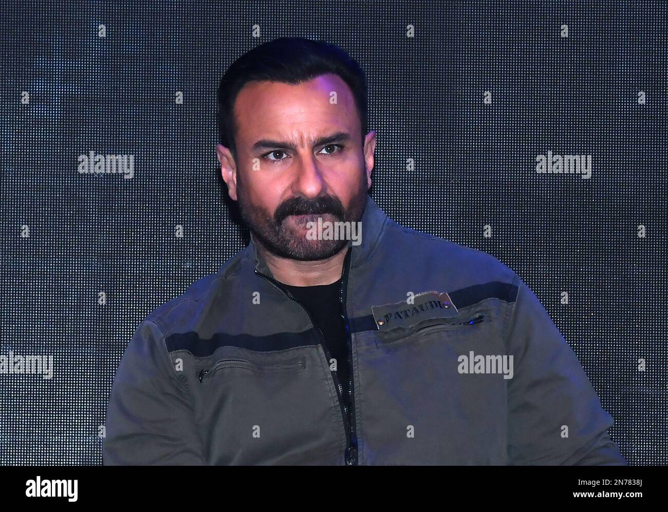 Mumbai, India. 10th Feb, 2023. Bollywood actor Saif Ali Khan seen during a press conference to ...