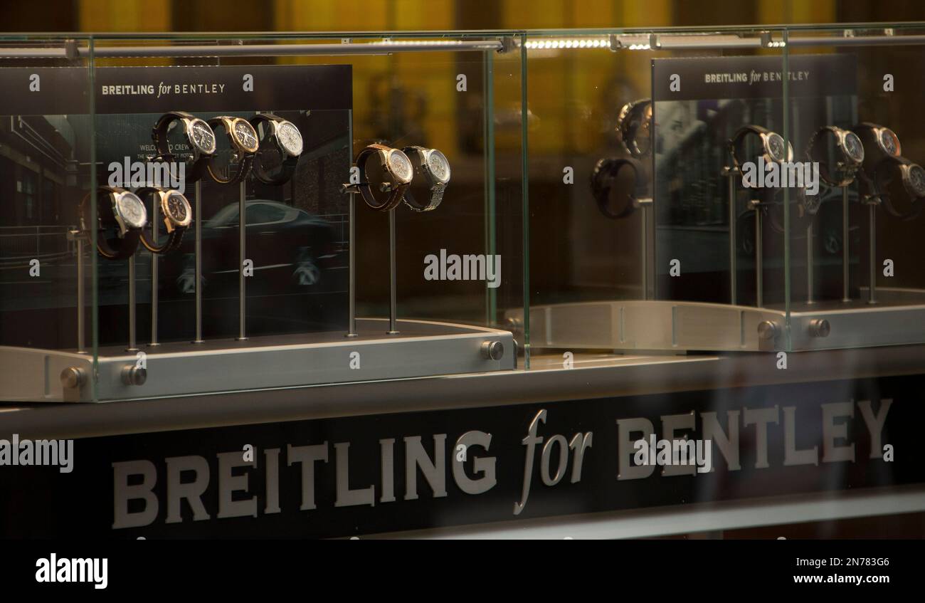 A general view of Breitling watches, on display at the launch of London ...