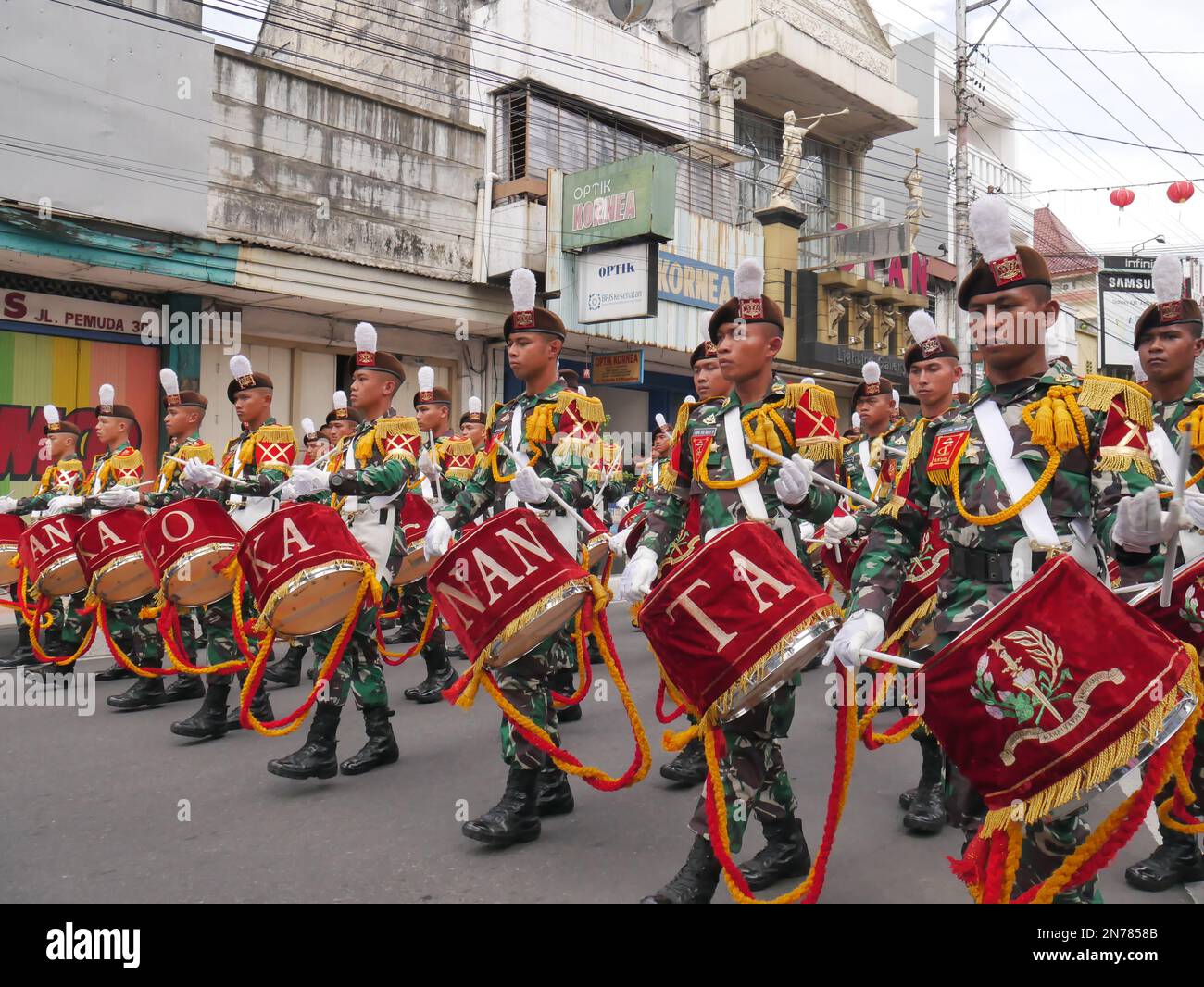 Indonesian National Armed Forces marching band parade on the main ...