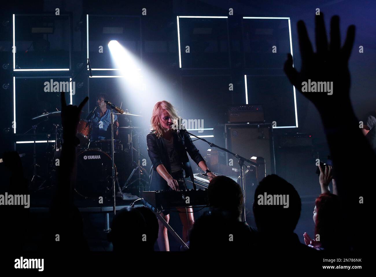 Emily Haines, lead singer of the band Metric, performs during the Mazda ...