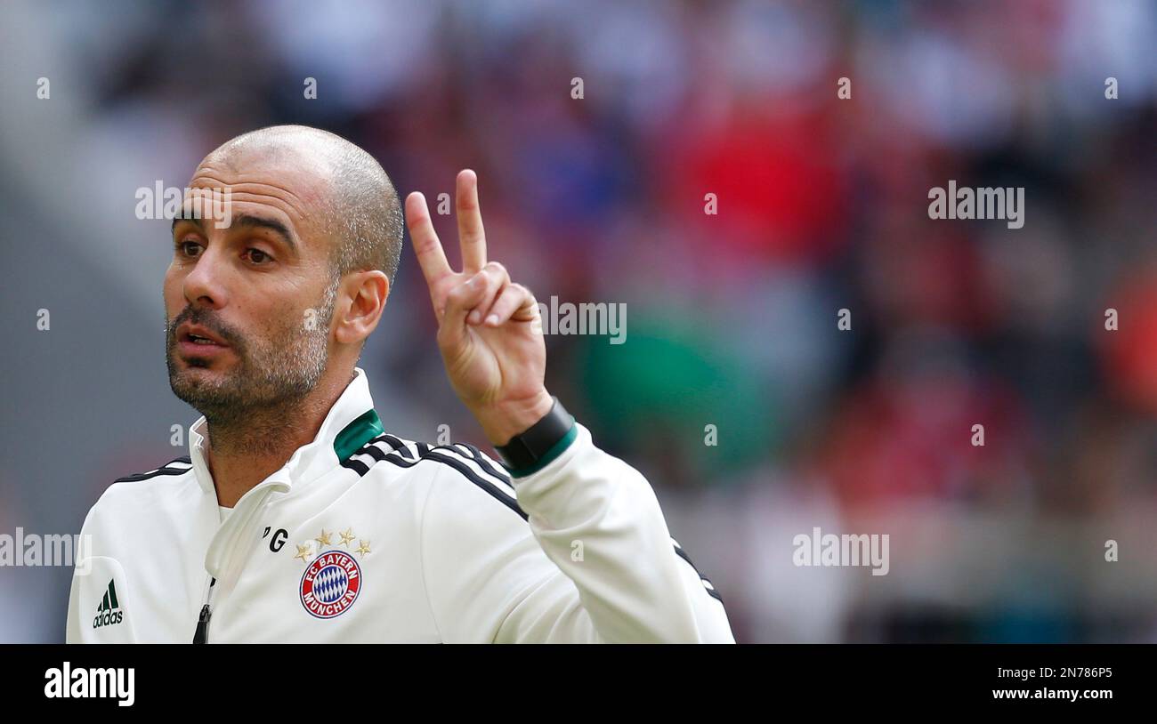 FC Bayern Munich head coach Pep Guardiola gestures during his first ...