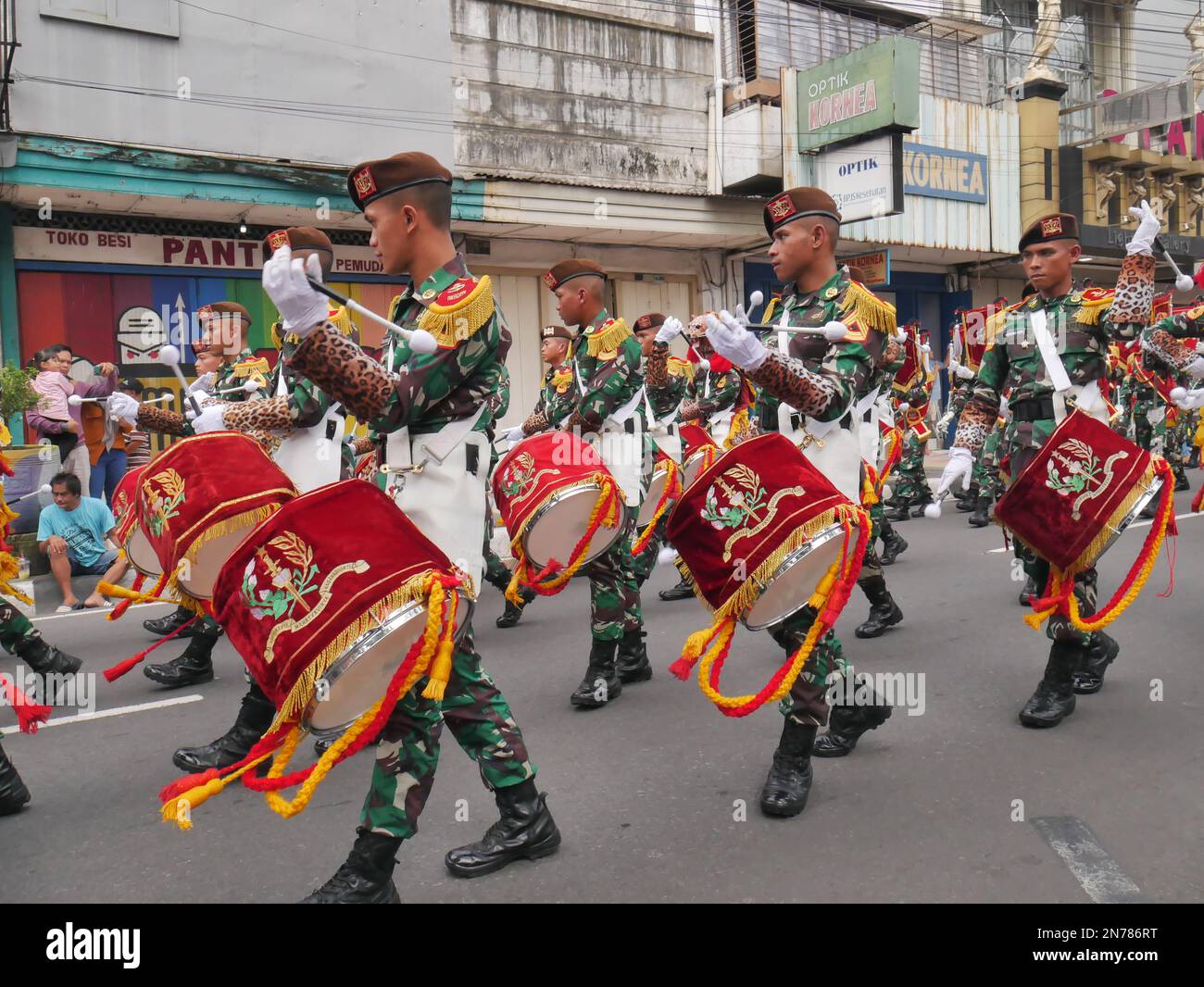 Indonesian National Armed Forces marching band parade on the main ...