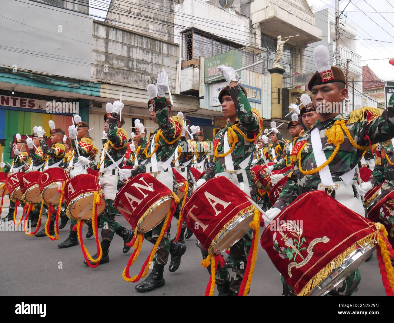 Indonesian National Armed Forces marching band parade on the main ...