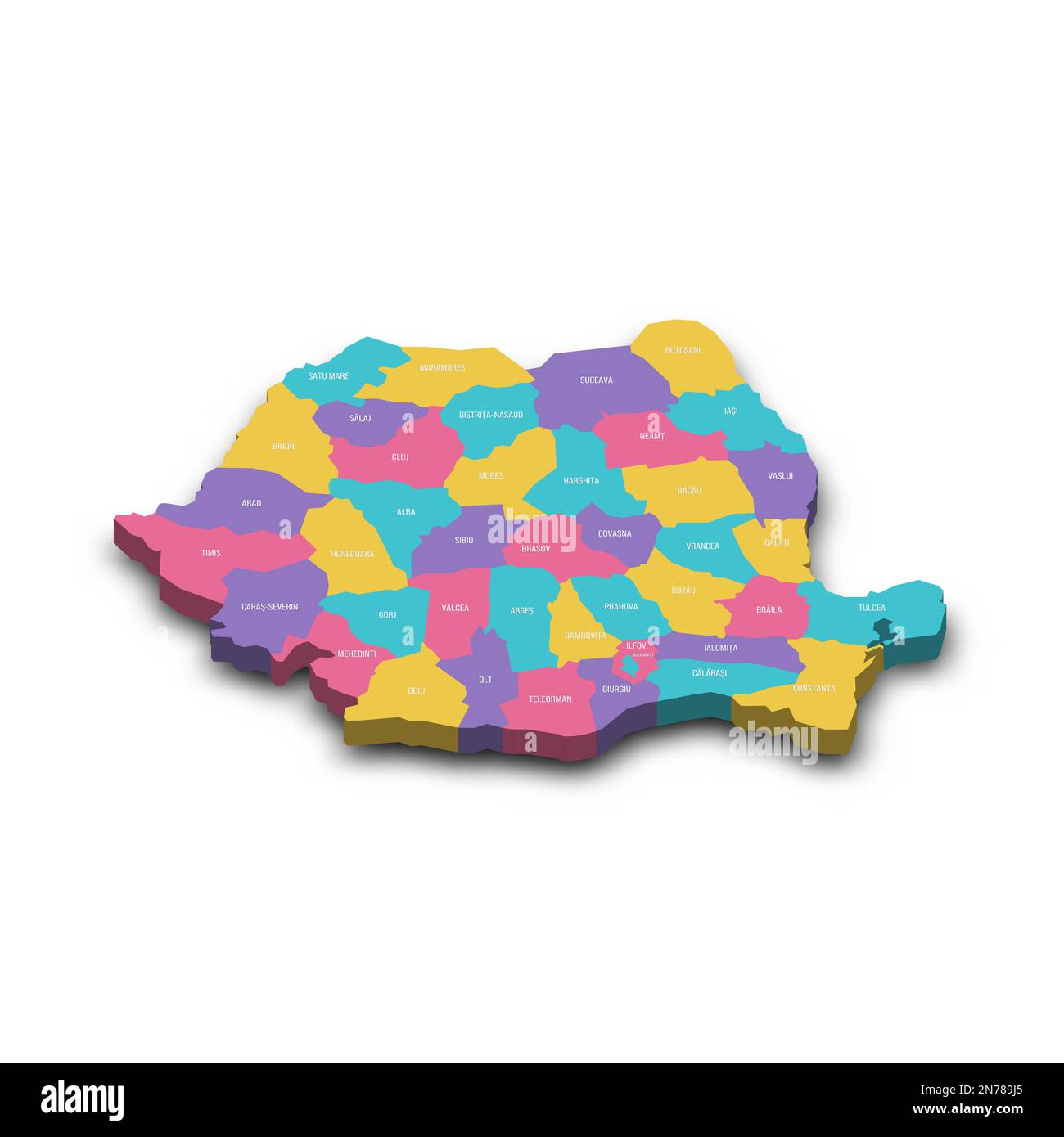 Romania political map of administrative divisions - counties and autonomous municipality of ...