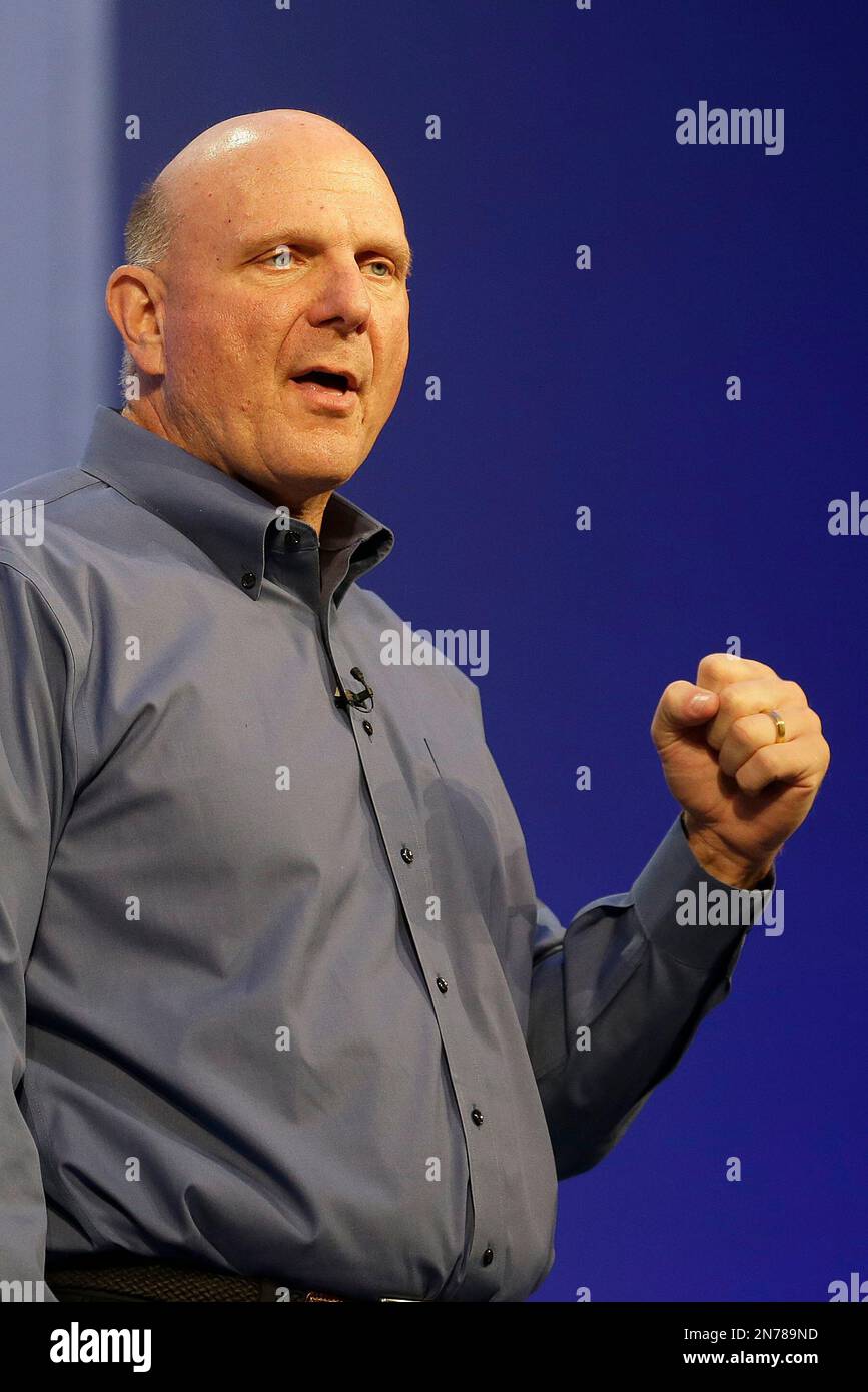 Microsoft CEO Steve Ballmer speaks at a Microsoft event in San ...