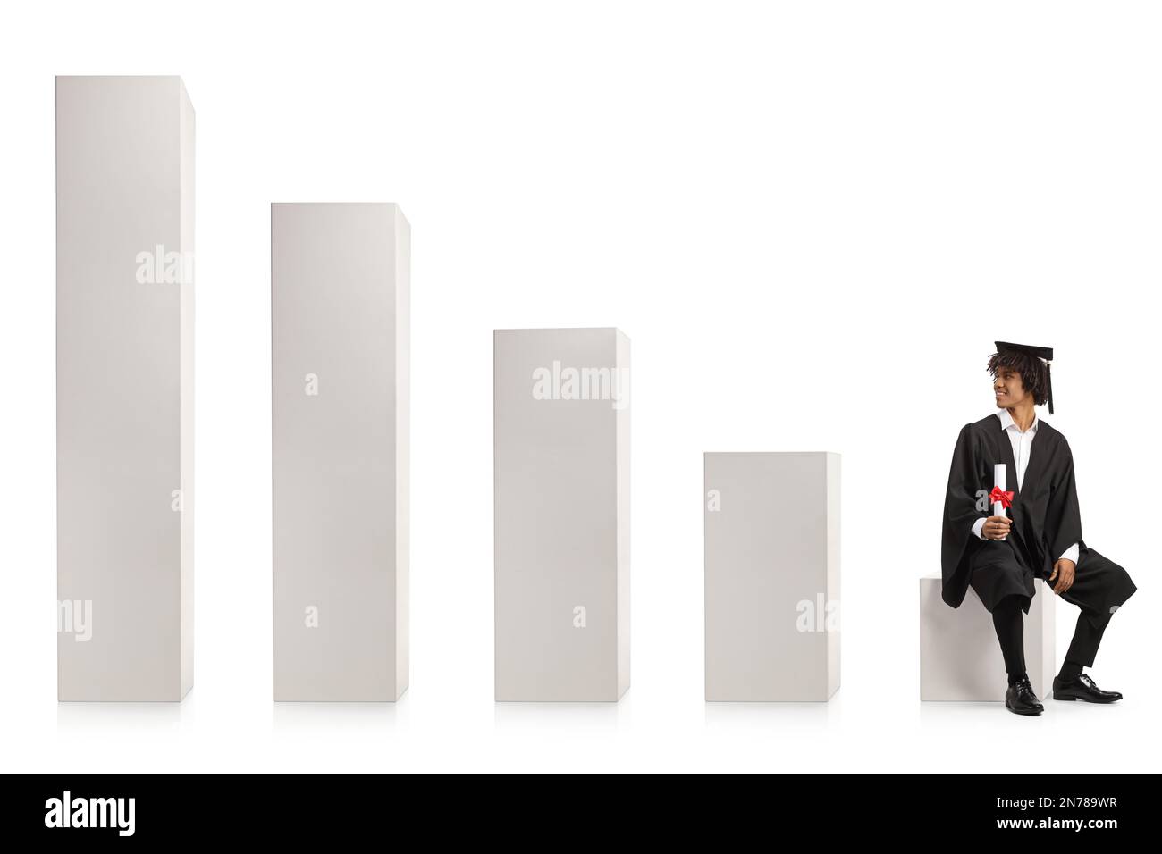 African american student wearing a graduation gown and holding a ...