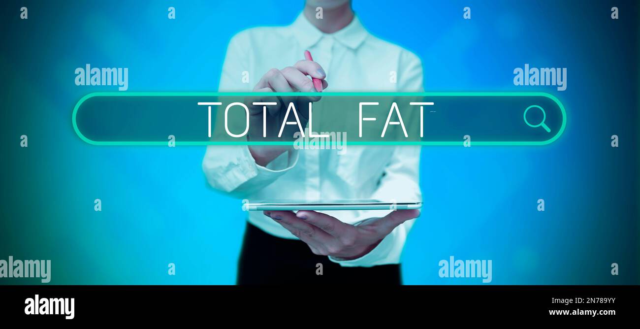 Sign displaying Total Fat. Internet Concept combined value of the ...