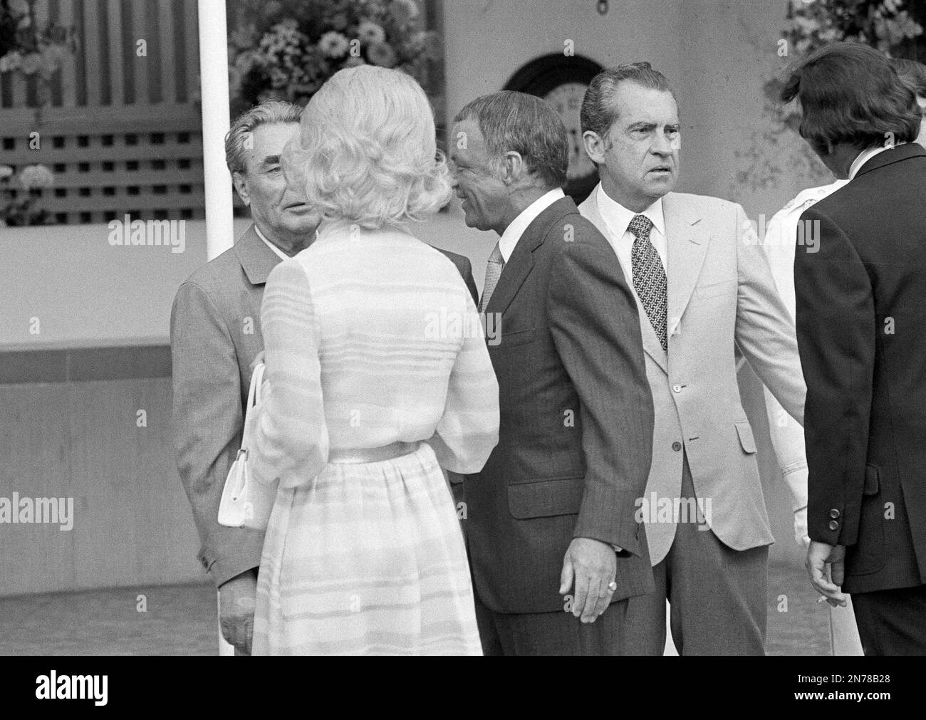 Frank Sinatra greets Soviet leader Leonid I. Brezhnev as he and his ...