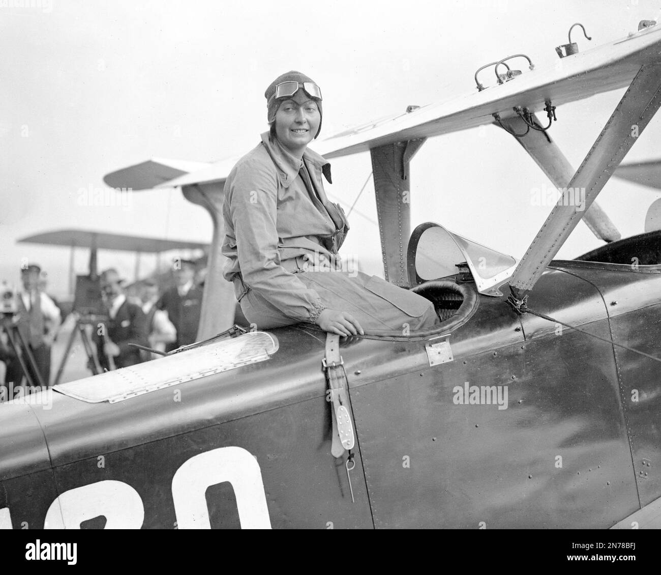 Thea Rasche, Germany's first woman pilot in the cockpit of her plane ...
