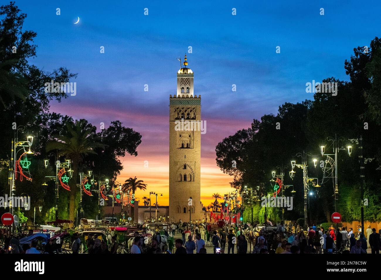 Marrakech mosque moon hi-res stock photography and images - Alamy
