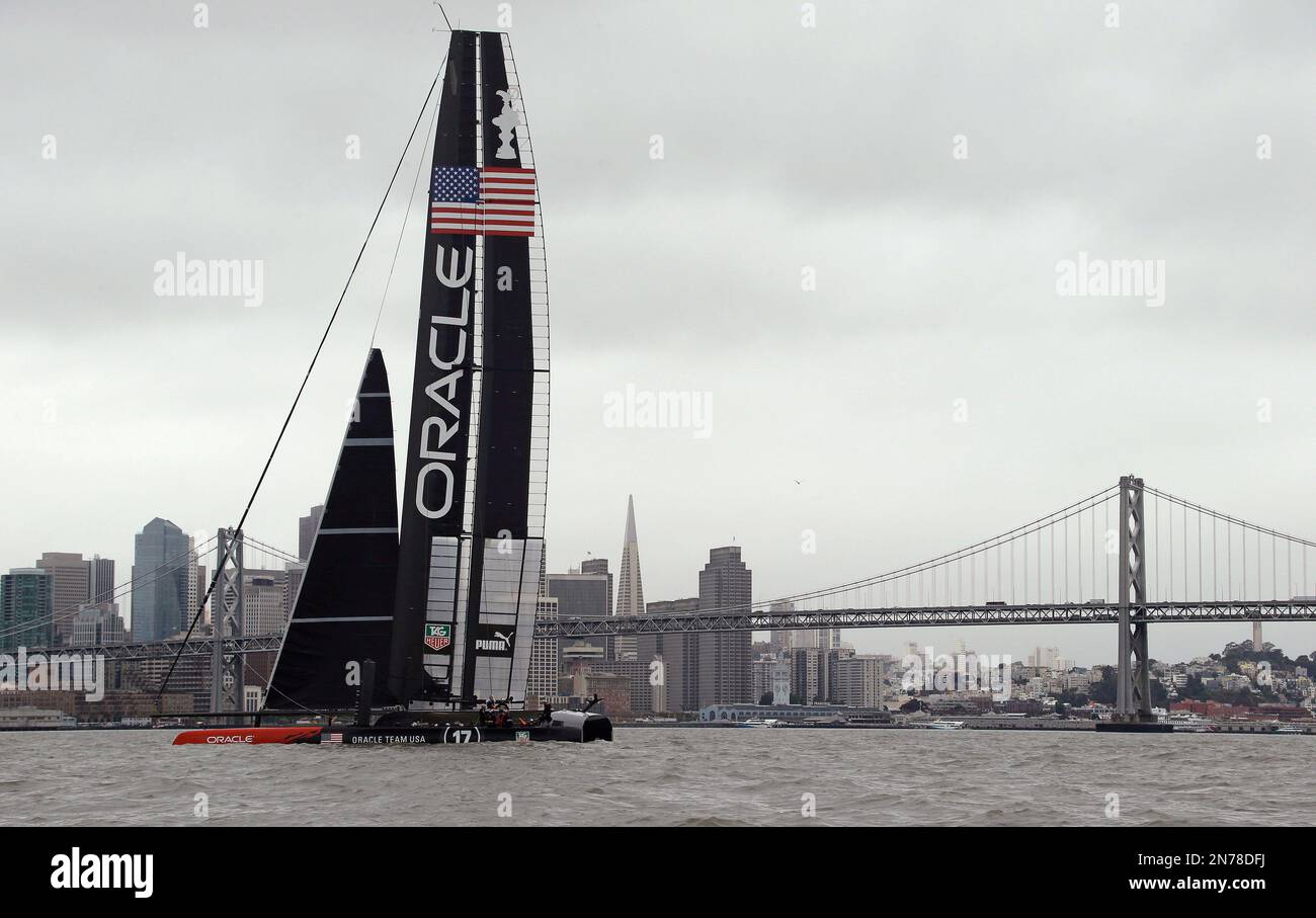 Oracle Team USA's first AC72 catamaran trains with the San Francisco ...