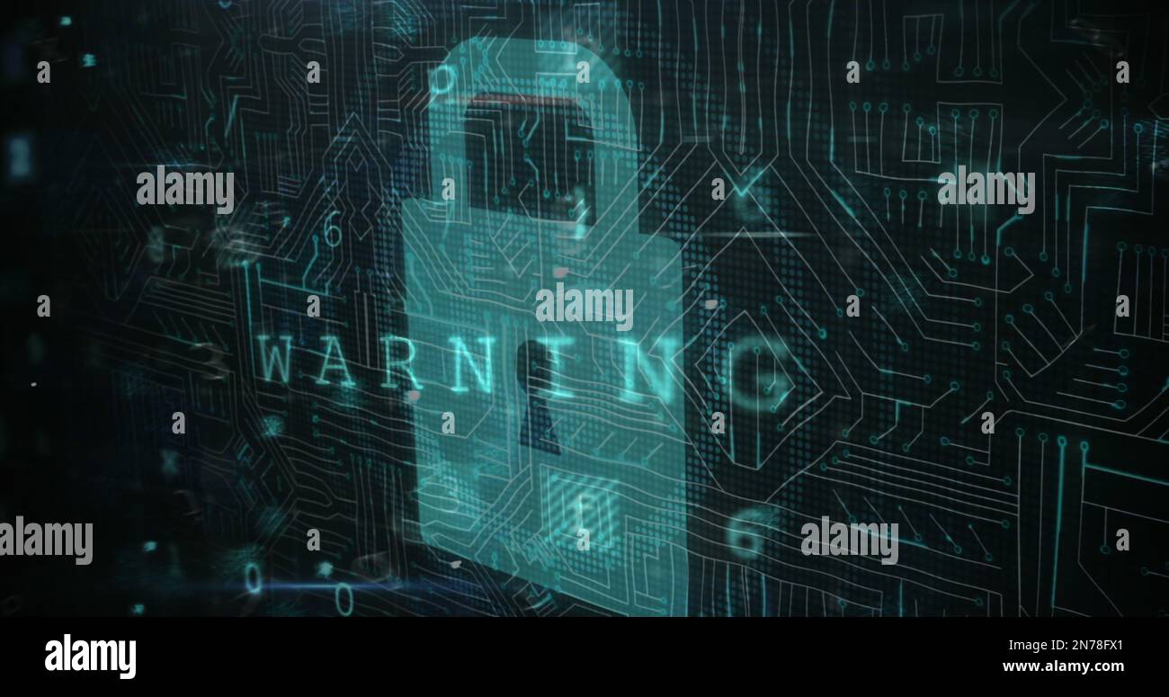 Cyber Security Data Processing Against Security Padlock Icon And Microprocessor Connections