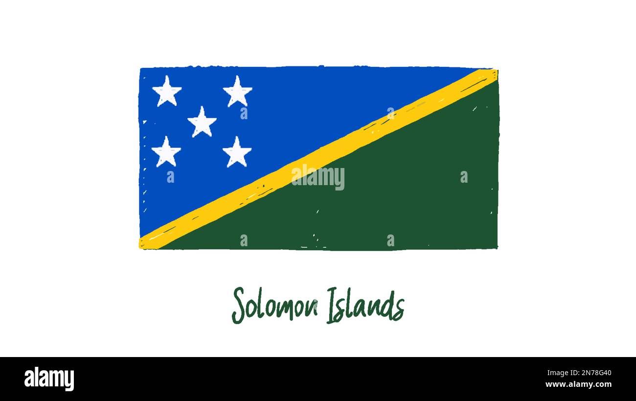 Solomon Islands Flag Pencil Color Sketch Illustration Vector Stock ...