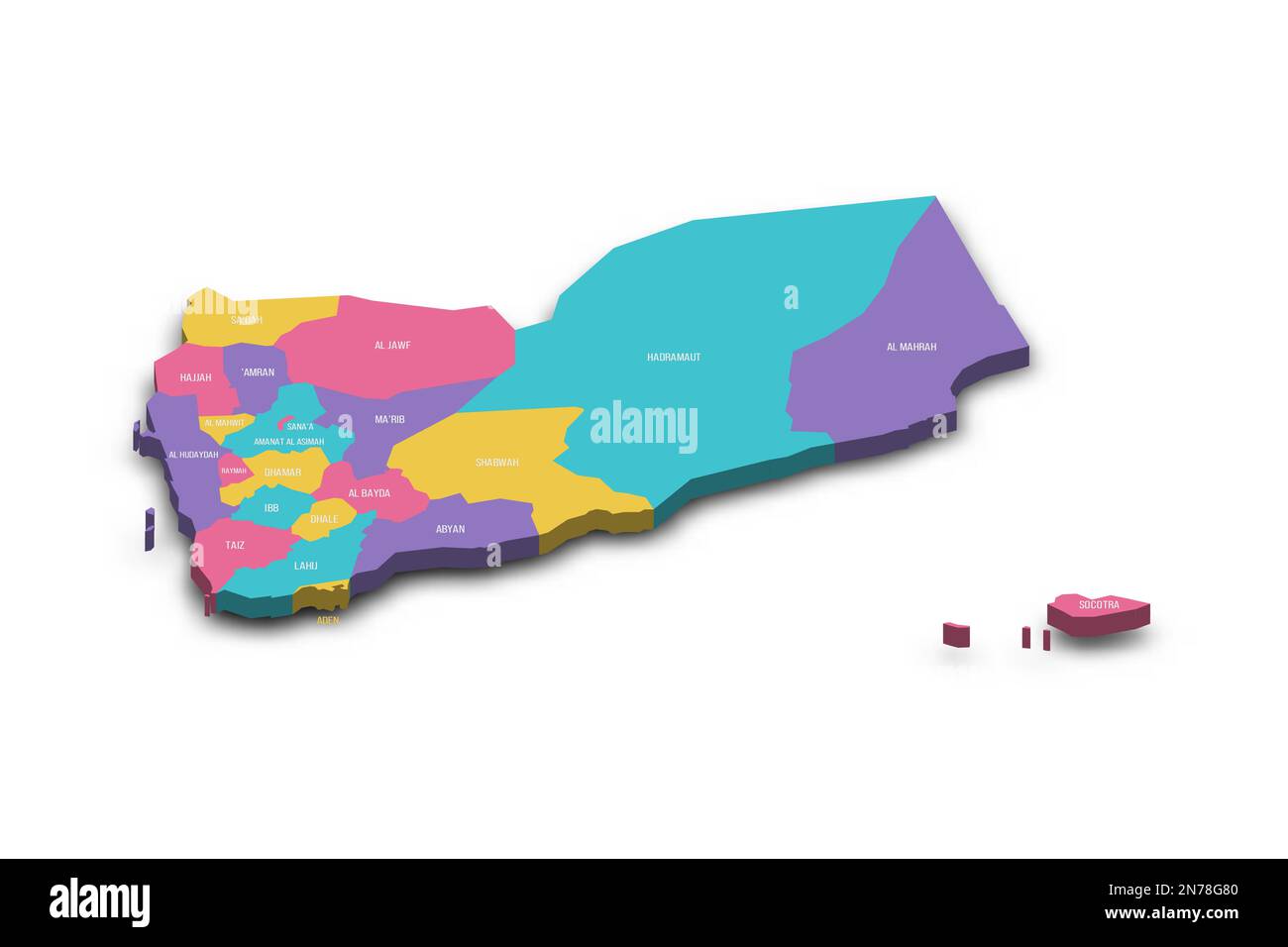 Yemen political map of administrative divisions - governorates and ...