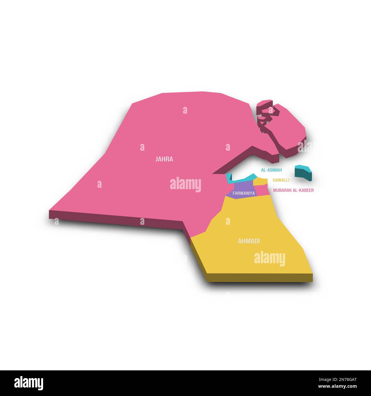 Kuwait political map of administrative divisions - governorates ...