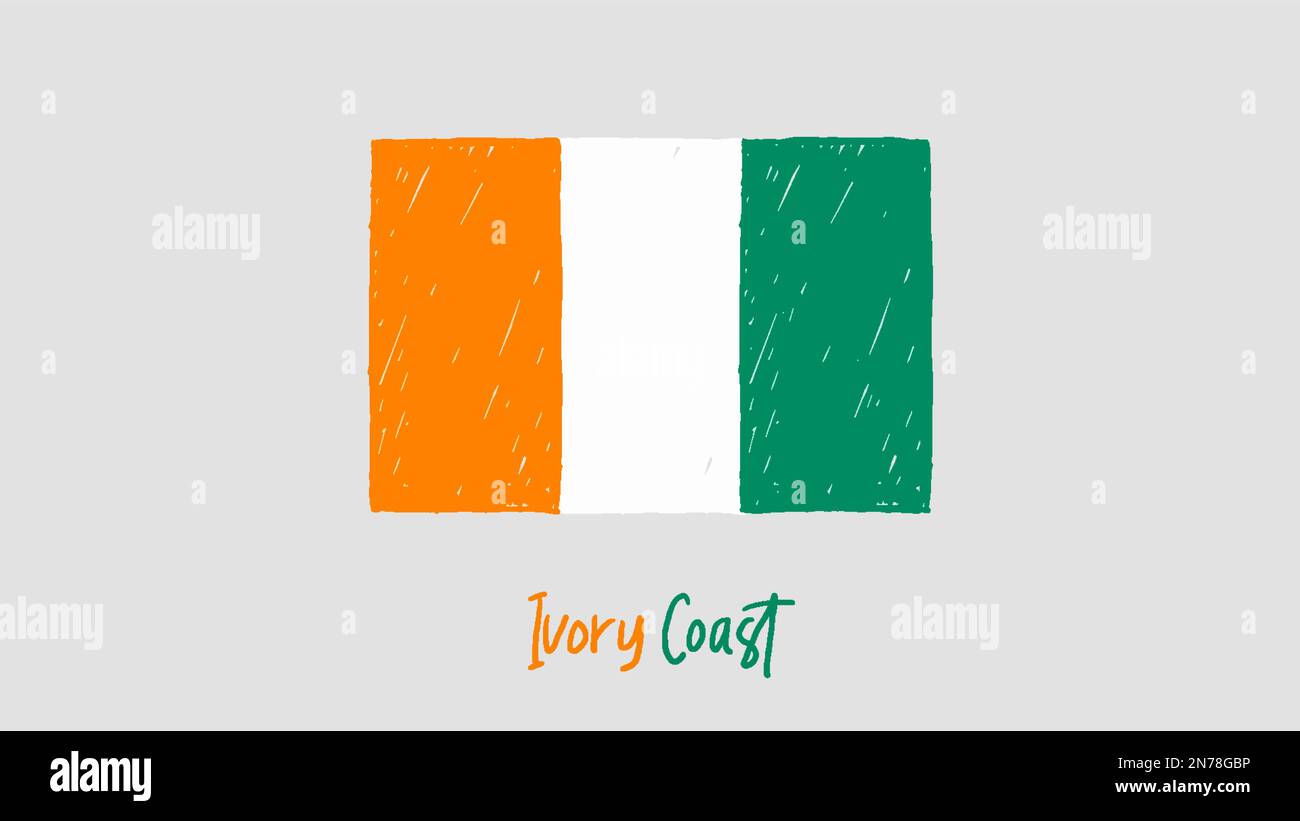 Ivory Coast Flag Pencil Color Sketch Illustration Vector Stock Vector ...