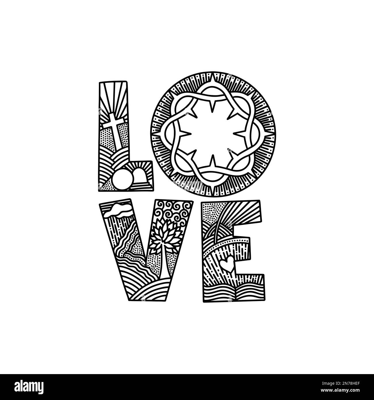 A hand-drawn Christian doodle. Illustration of LOVE - God's grace for ...